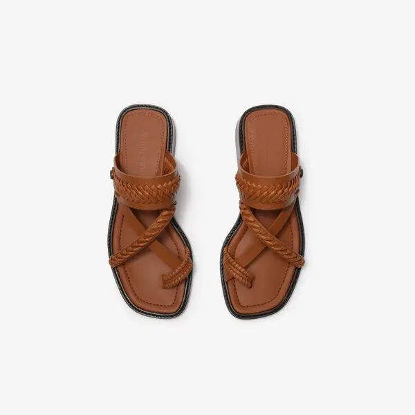 Burberry Leather Baez Sandals - Lundy Brown