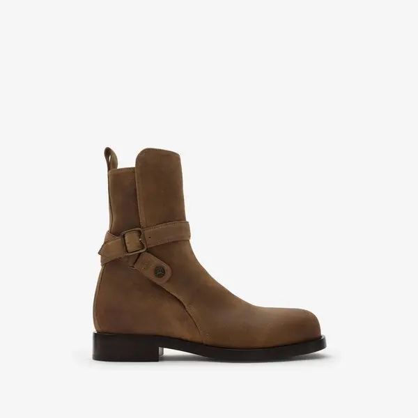 Burberry Ledger Waxed Suede Ankle Boots - Boat Brown