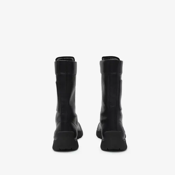 Burberry Leather Tone Combat Boots - Black