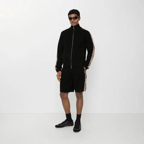 Burberry Check Trim Cotton Shorts - Black