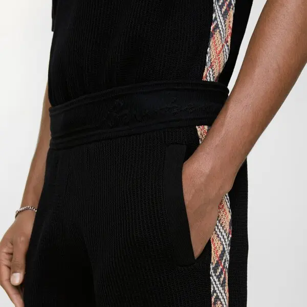 Burberry Check Trim Cotton Shorts - Black