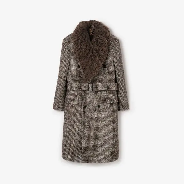 Burberry Wool Mohair Blend Tailored Coat - Rice Beige/raven Grey