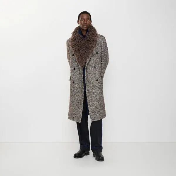 Burberry Wool Mohair Blend Tailored Coat - Rice Beige/raven Grey