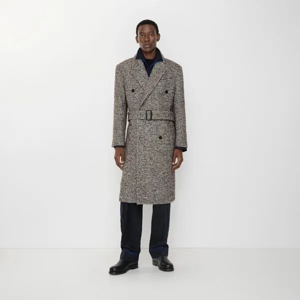 Burberry Wool Mohair Blend Tailored Coat - Rice Beige/raven Grey
