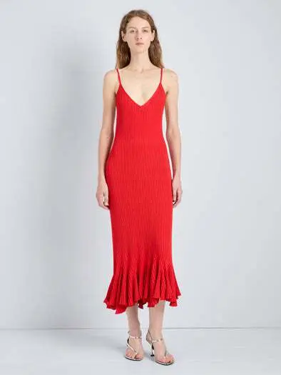 Proenza Schouler Viscose Ribbed Godet Giuditta Dress