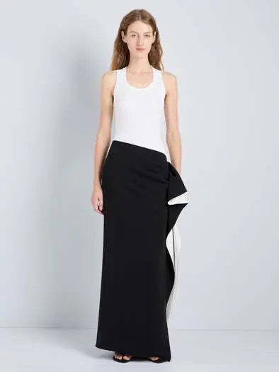 Proenza Schouler Cella Printed Ruffle Skirt - Black/ivory