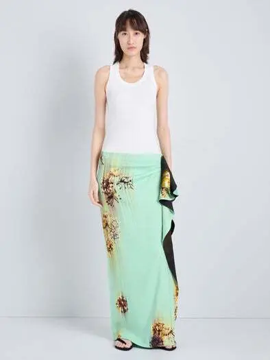 Proenza Schouler Cella Printed Ruffle Skirt - Glass Multi