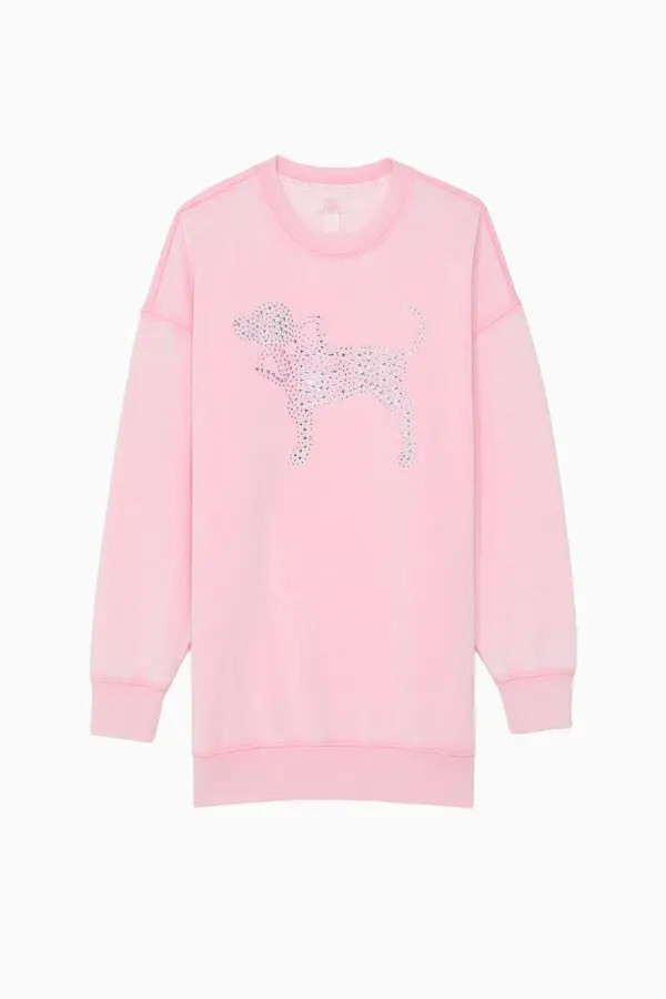 LoveShackFancy Oversized Crew Neck Dress - Pink Lollipop Wash