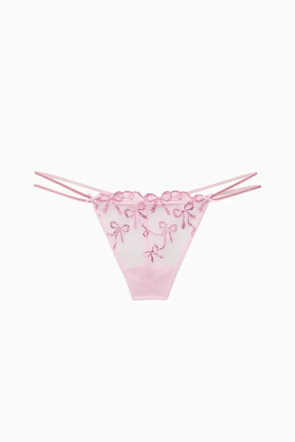 LoveShackFancy Pink X Put A Bow On It V String Thong - Pink Tulip