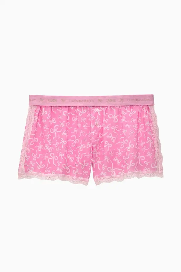 LoveShackFancy Printed Boxy Shorts - Tossed Bows