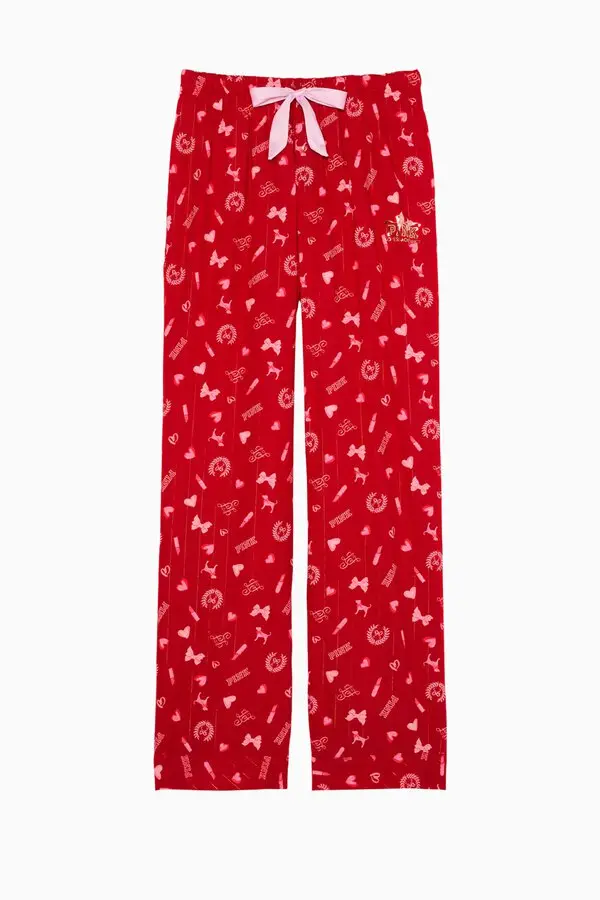 LoveShackFancy Striped Flannel Pajama Pants - Lipstick Bisous