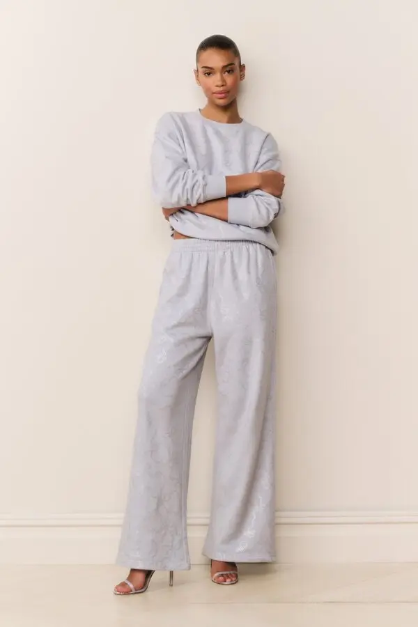 LoveShackFancy Momo Bow Embellished Fleece Sweatpants