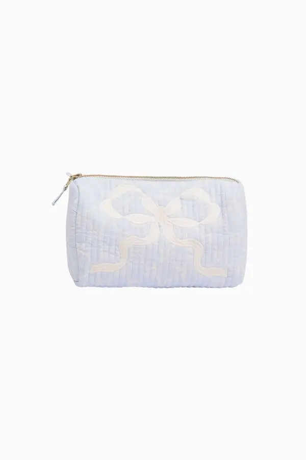 LoveShackFancy Mini Octavia Bow Pouch - Chilled Blue