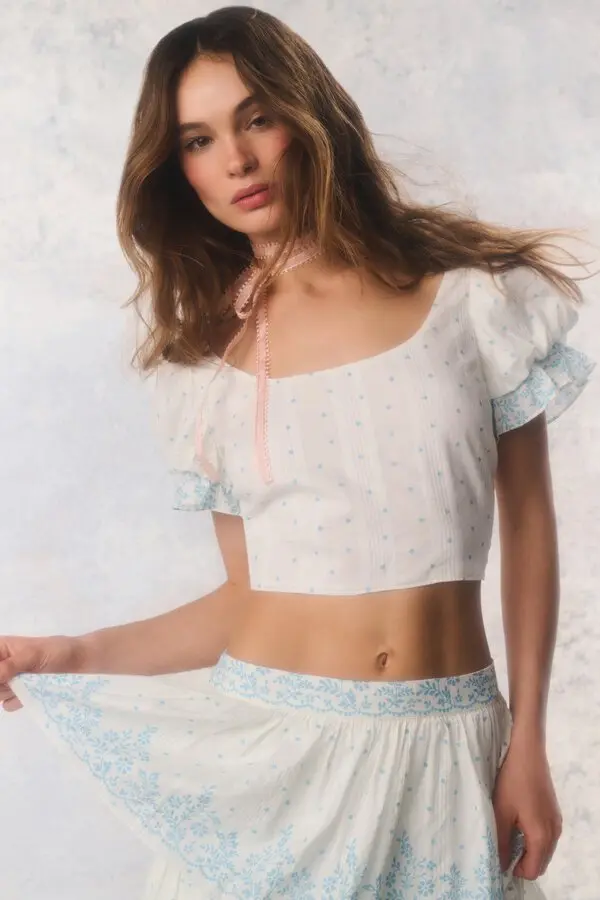 LoveShackFancy Re-edition Christine Polkadot Top - Bonnet