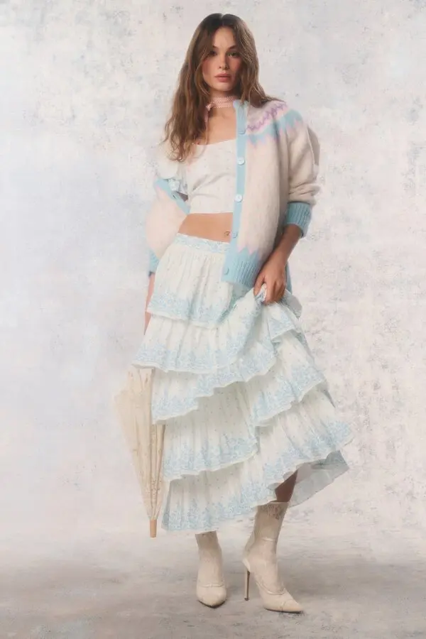 LoveShackFancy Re-edition Julieta Tiered Cotton Maxi Skirt