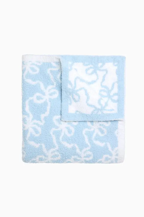 LoveShackFancy Teddy Bow Blanket - Blue Moon