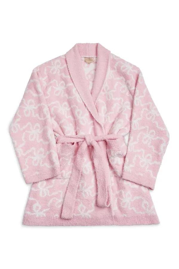 LoveShackFancy Indie Teddy Bow Print Bath Robe - Pastry Pink