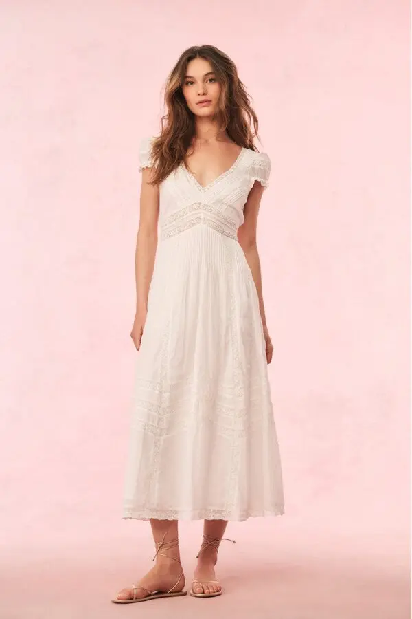 LoveShackFancy Suvi Cotton Midi Dress