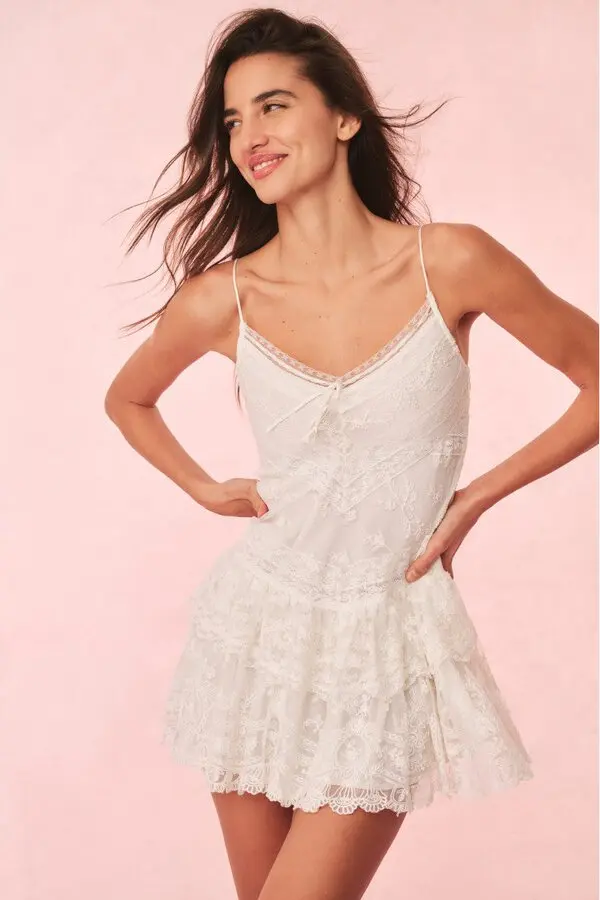 LoveShackFancy Beauval Lace Mini Dress