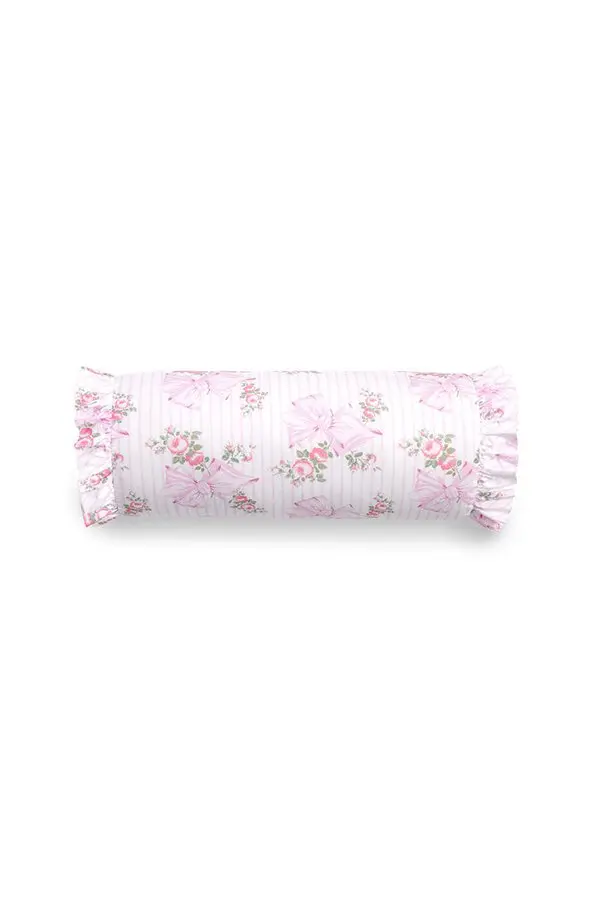 LoveShackFancy Ruffle Bolster Pillow - Pink Mint