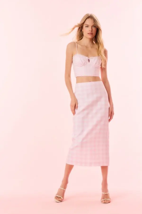 LoveShackFancy Biselle Linen Gingham Skirt