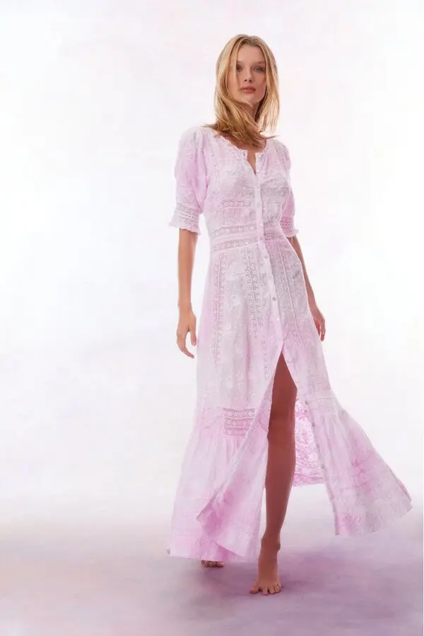 LoveShackFancy Minka Heritage Maxi Dress - Peony Pink