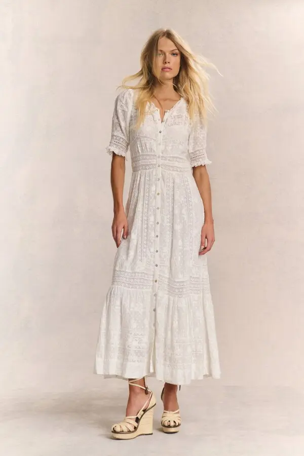 LoveShackFancy Minka Heritage Maxi Dress - True White