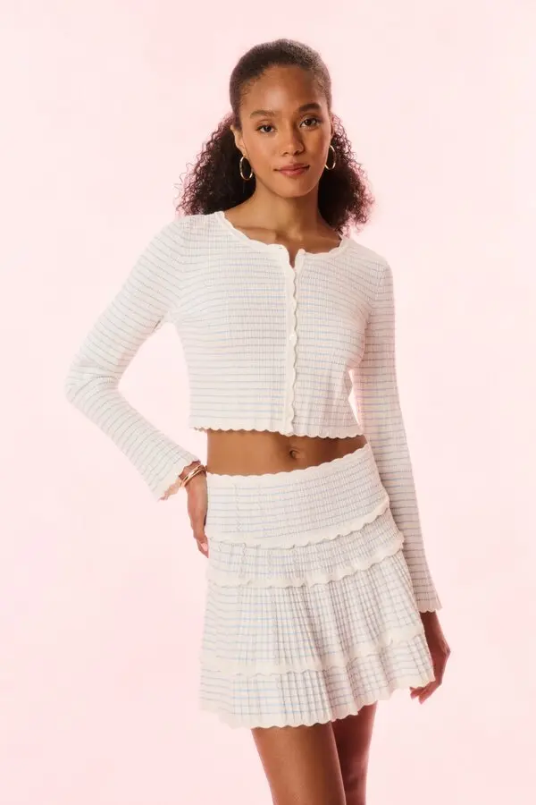 LoveShackFancy Colella Striped Mini Skirt