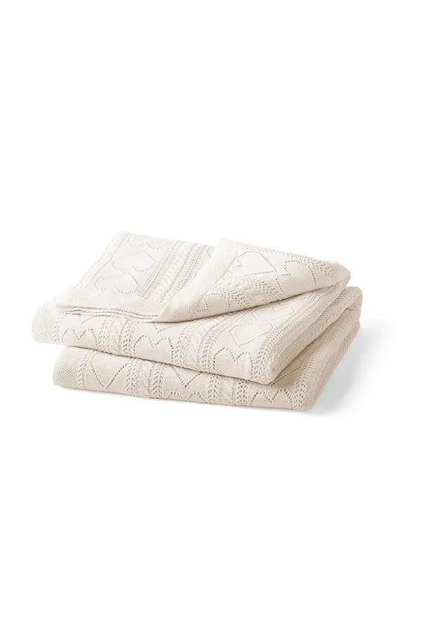 LoveShackFancy Pointelle Throw Blanket - Whisper White
