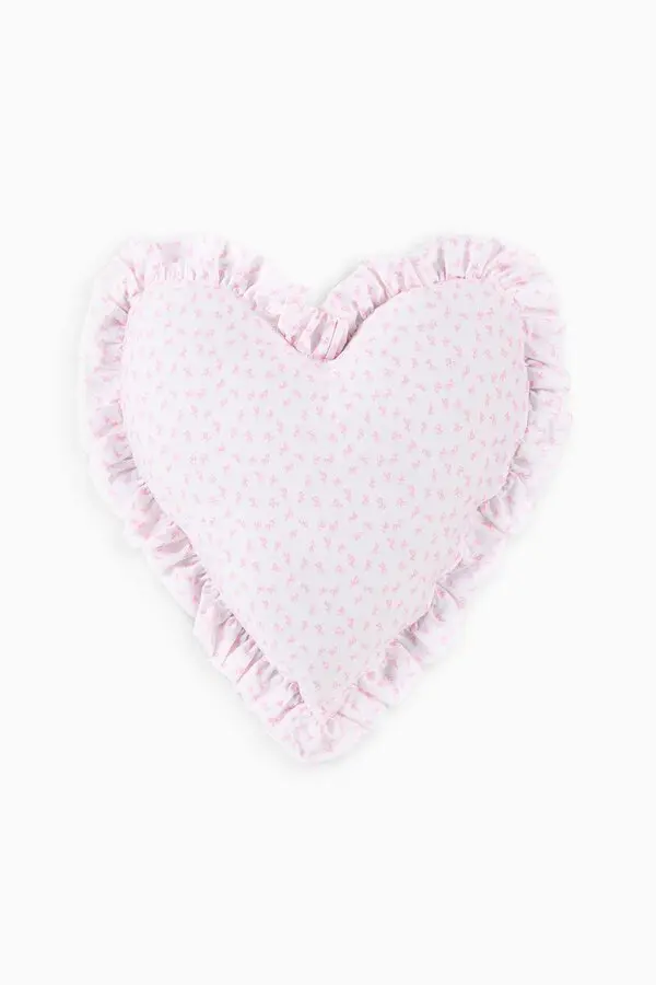 LoveShackFancy Heart Shape Ruffle Pillow - Bubble Pink