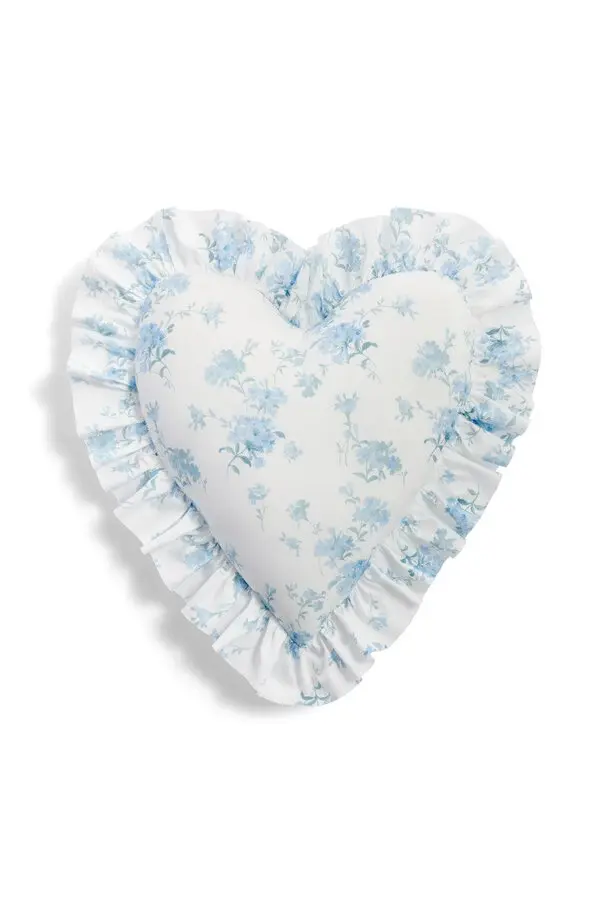 LoveShackFancy Heart Shape Ruffle Pillow - Moonlight Shadow