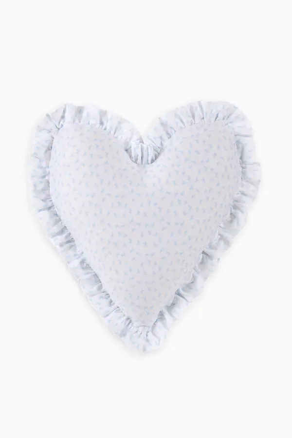 LoveShackFancy Heart Shape Ruffle Pillow - Sky