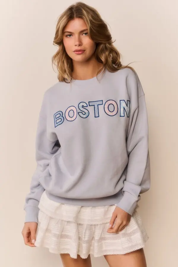 LoveShackFancy Palo Location Sweatshirt - Moonstone Boston
