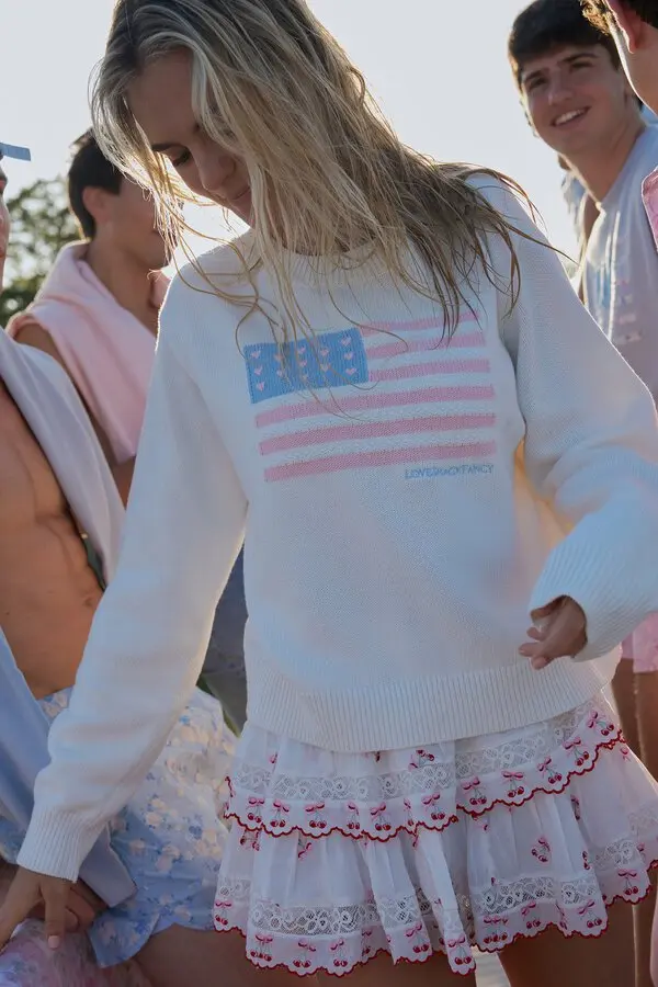 LoveShackFancy Ty Cotton Flag Pullover - Ivory Dreams