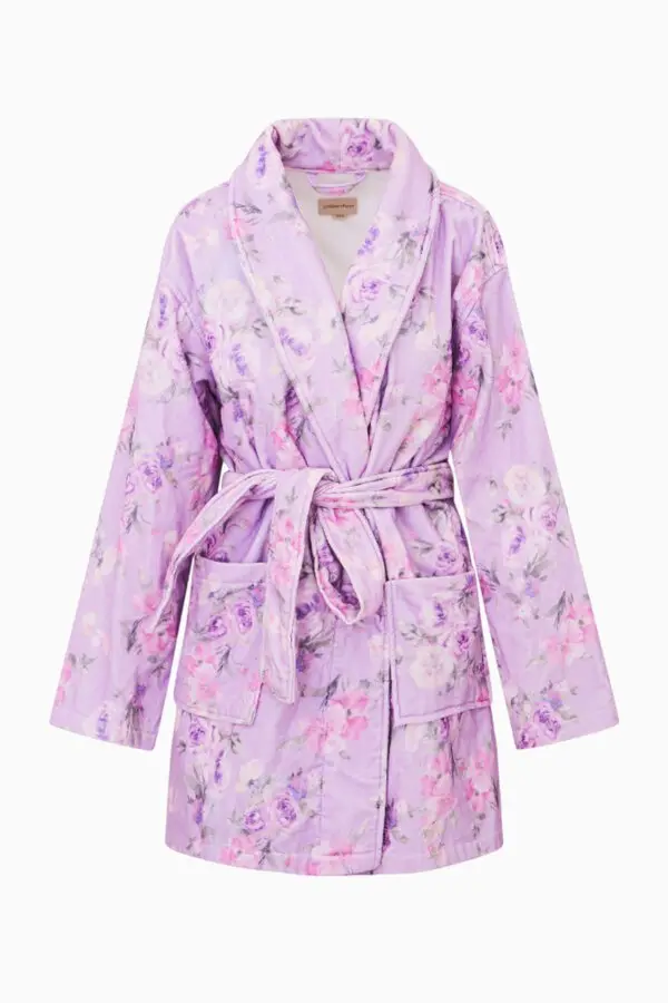 LoveShackFancy Indie Cotton Bath Robe - Hibiscus