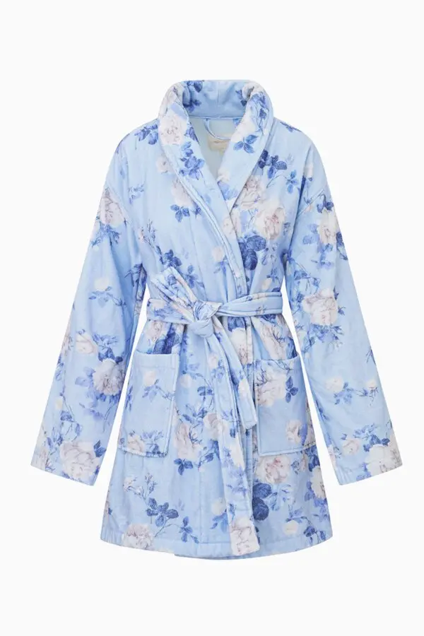 LoveShackFancy Indie Cotton Bath Robe - Whisper Blue