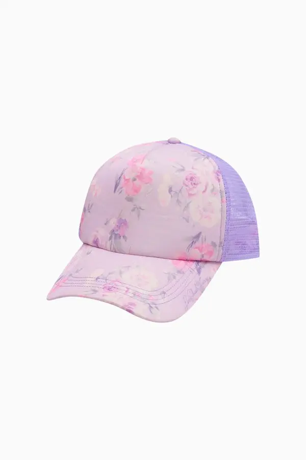 LoveShackFancy Joni Heirloom Print Trucker Cap - Hibiscus