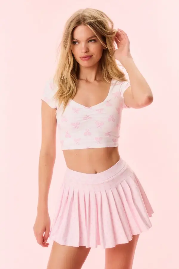 LoveShackFancy Dancia Printed Skort - Pink Sprinkles