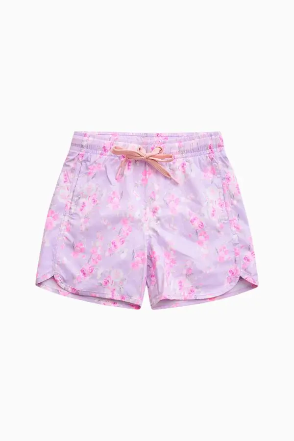 LoveShackFancy Mr Fancy Kai Heirloom Print Swim Shorts - Hibiscus