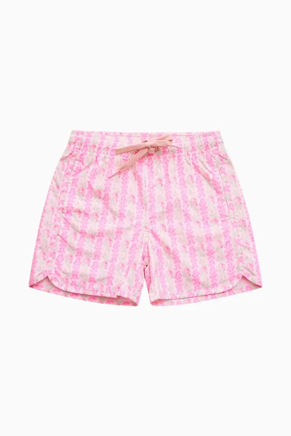 LoveShackFancy Mr Fancy Kai Heirloom Print Swim Shorts - Strawberry Macaroon