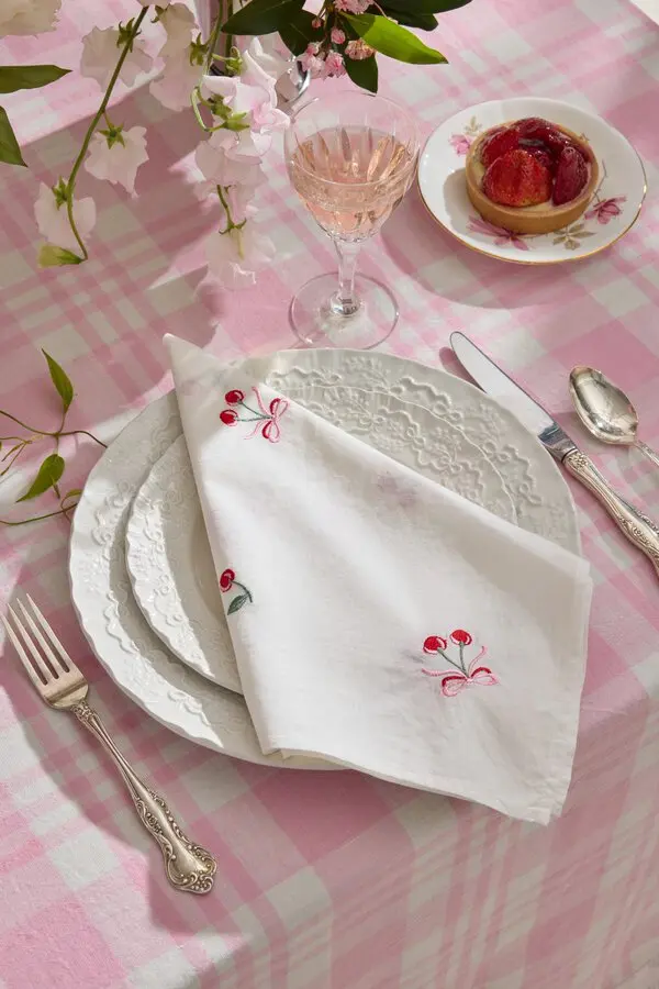 LoveShackFancy Embroidered Napkins Set Of 4 - Liberty Red