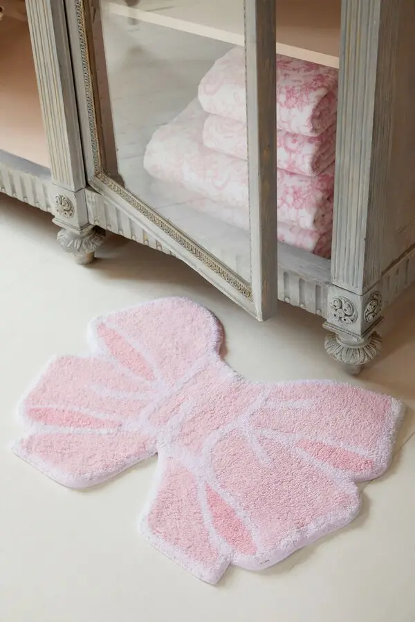 LoveShackFancy Bow Bath Rug - Petal Pink