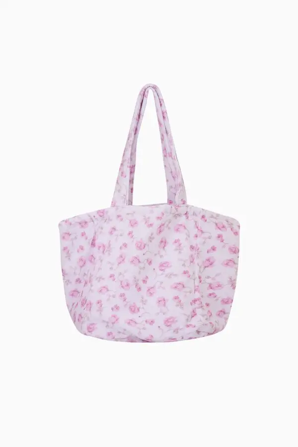 LoveShackFancy Rosaline Heirloom Print Terry Beach Tote - Sterling Dusk