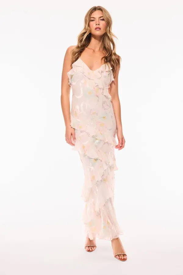 LoveShackFancy Rialto Silk-blend Maxi Dress - Italian Ice