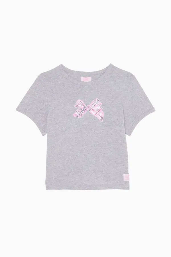 LoveShackFancy Cotton Baby Tee - Vs Med Heather Grey