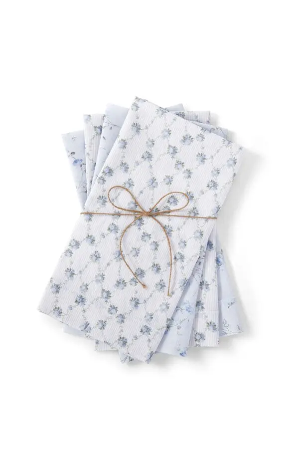 LoveShackFancy Floral Napkins Set Of 4 - Water Lily And Misty Lace