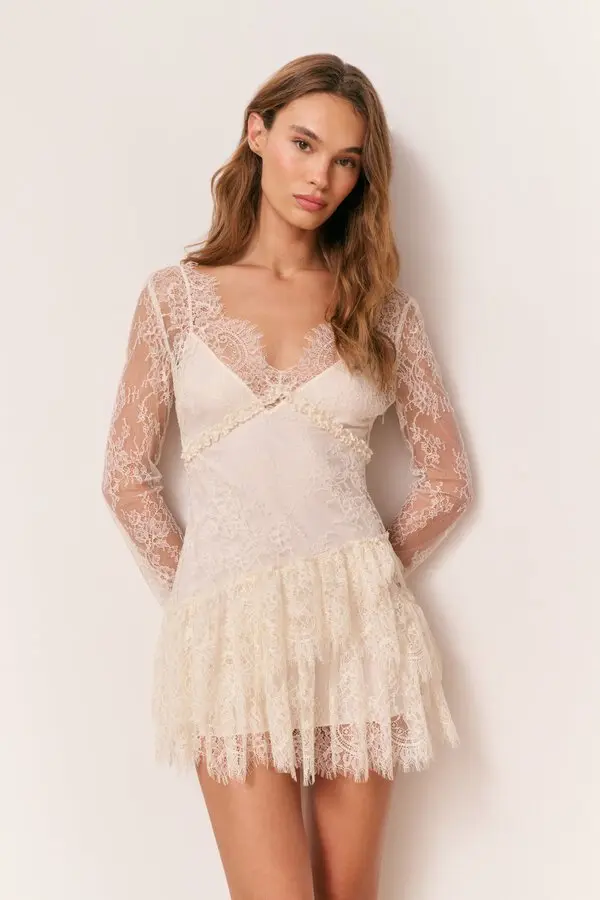 LoveShackFancy Seelie Lace Mini Dress