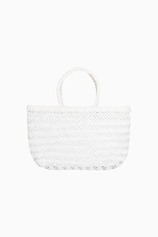 LoveShackFancy Dragon Diffusion Mini Flat Gora Tote - White