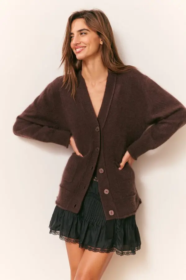 LoveShackFancy Applene Brushed Cashmere Cardigan