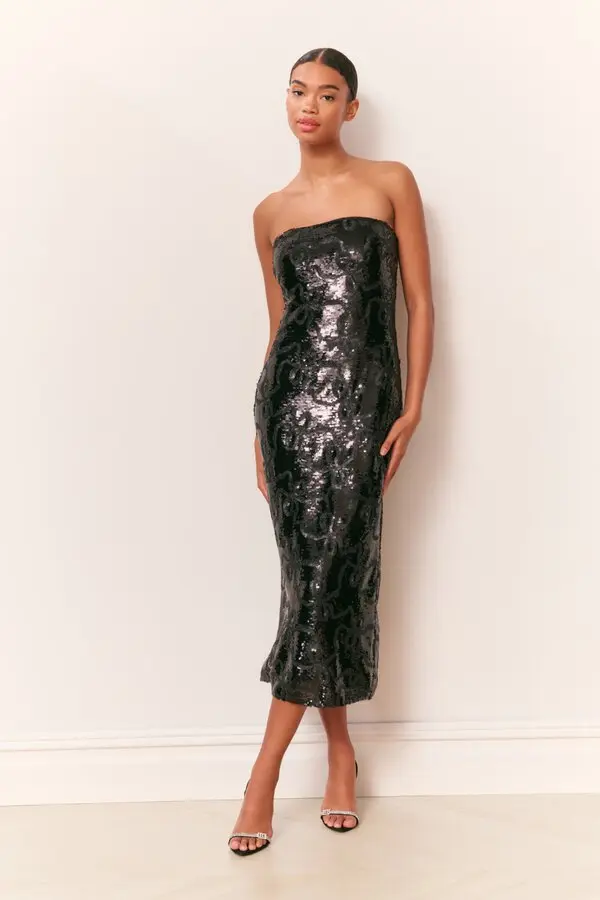 LoveShackFancy Stasia Sequin Strapless Dress
